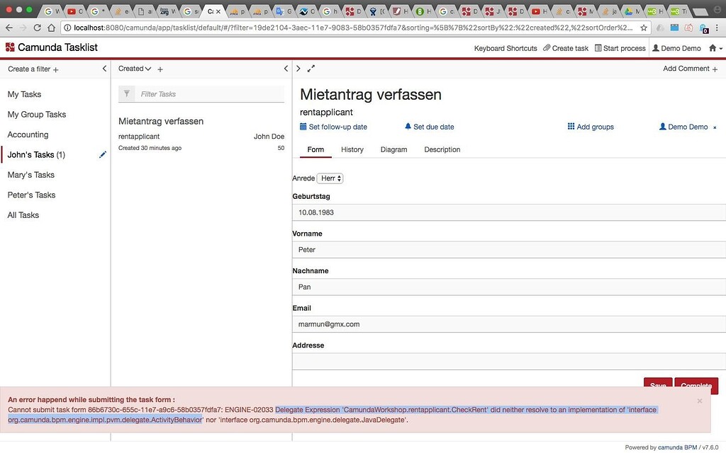 Java Delegate Expression Activity Behavior Cockpit Tasklist