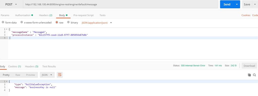 Correlate message REST call not working - Discussion & Questions - Camunda Forum