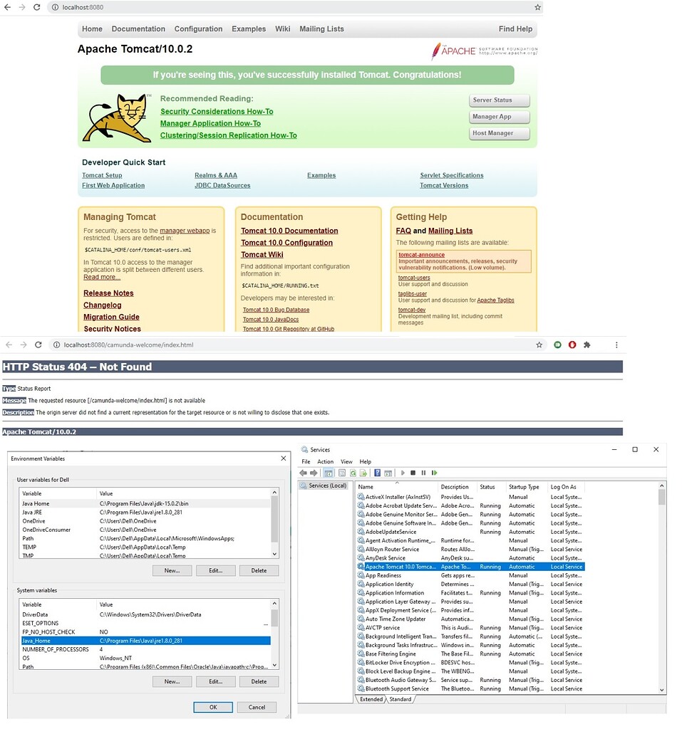 Unable to find localhost Camunda Welcome Page - Cockpit / Tasklist / Admin & Web C7 - Camunda ...
