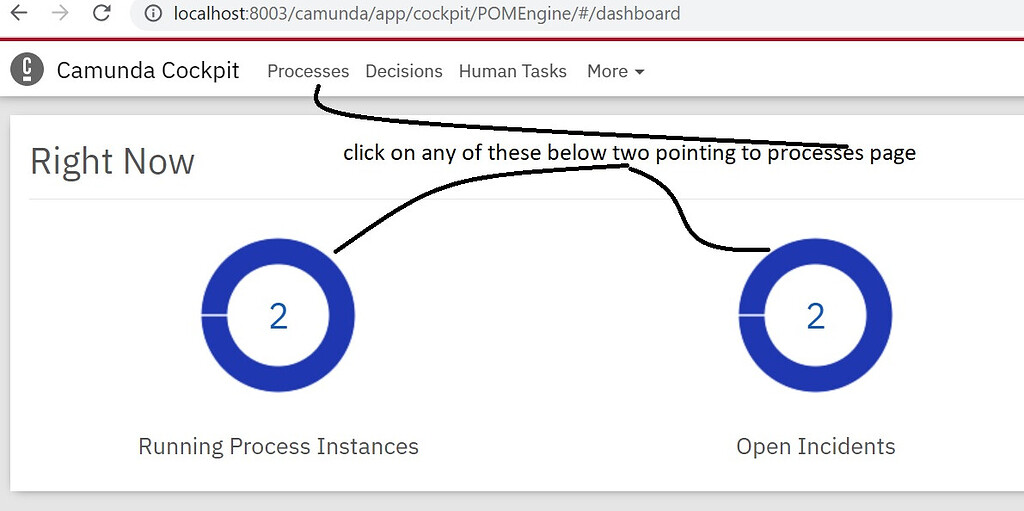 Click On Running Process Instances Or Open Incidents In The Cockpit Opening The Same Process 