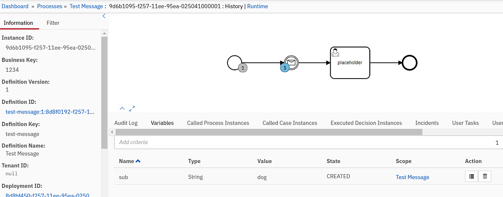 Camunda 7.17 : Message Intermediate Catch Event : Correlation not ... Camunda 7.17 : Message Intermediate Catch Event : Correlation not ...