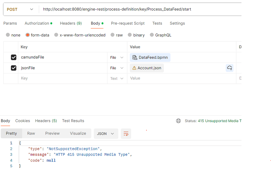 Unsupported Media type exception - Camunda 7 Topics - Camunda Forum