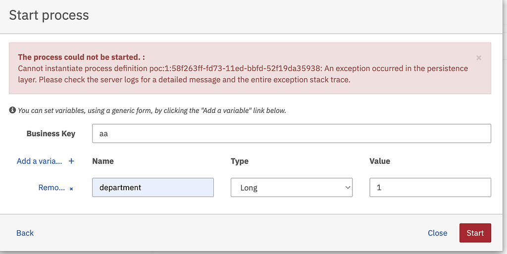 An exception occurred in the persistence layer. camunda 7 - Discussion & Questions - Camunda Forum