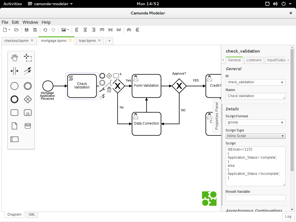 No Outgoing Sequence Flow Exclusive Gateway Script Task Modeler 