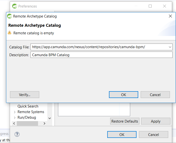 Remote catalog is empty message in Eclipse when trying to add Camunda ... Remote catalog is empty message in Eclipse when trying to add Camunda ...