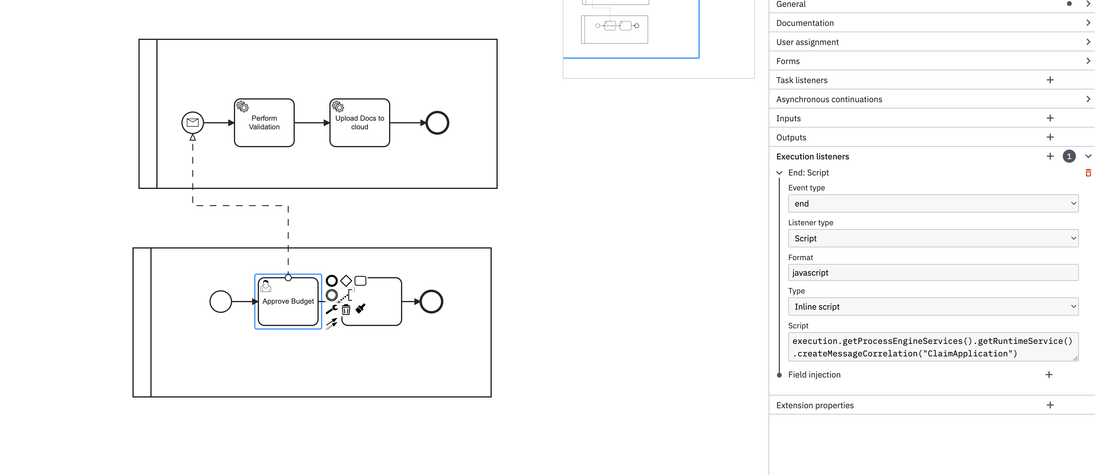When correlating to a message start event from User Task, how do I ensure the subprocess is ...