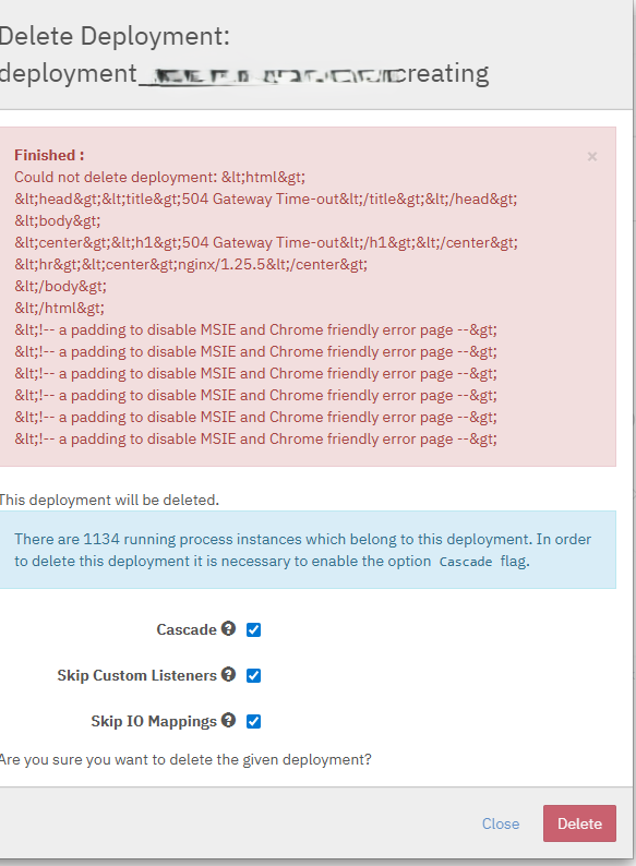Deployment Deletion Error in Cockpit - Camunda 7 Topics - Camunda Forum