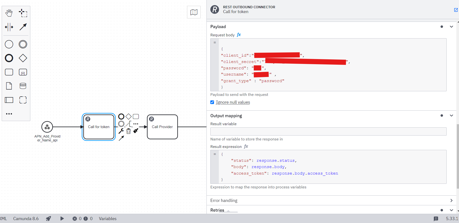 Getting io.camunda.connector.api.error.ConnectorException while trying REST Connector for ...
